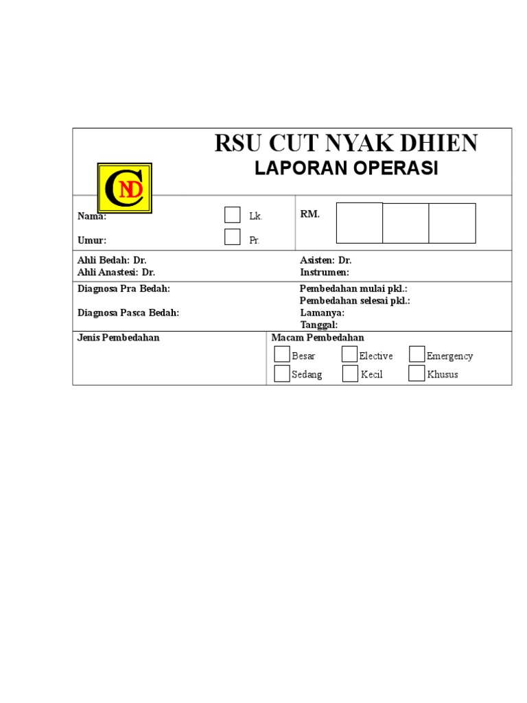 Form Laporan Operasi | PDF