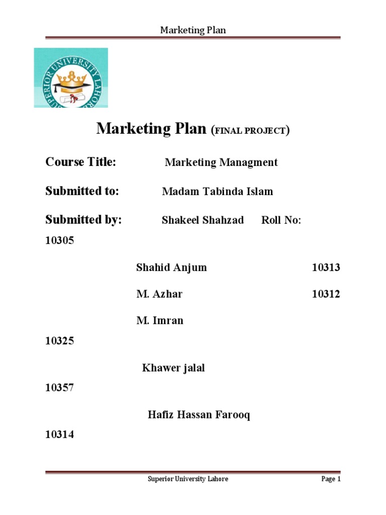 Marketing Plan: Course Title: Submitted To: Submitted by | PDF ...