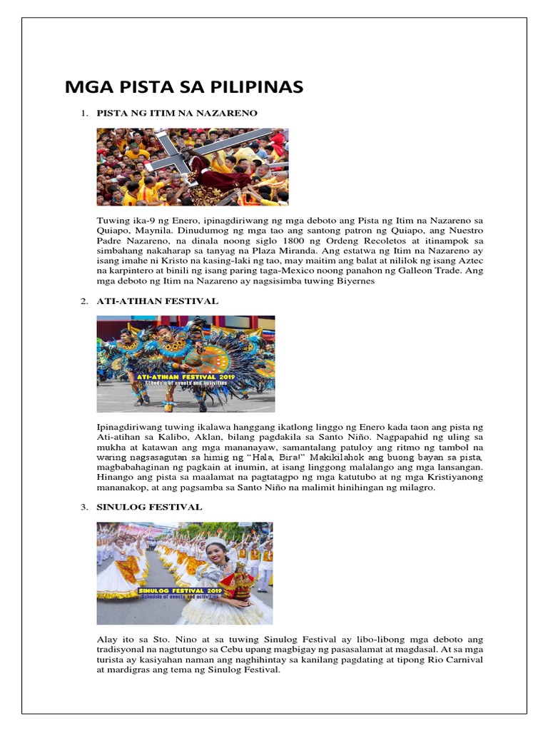 Mga Pista Sa Pilipinas | PDF