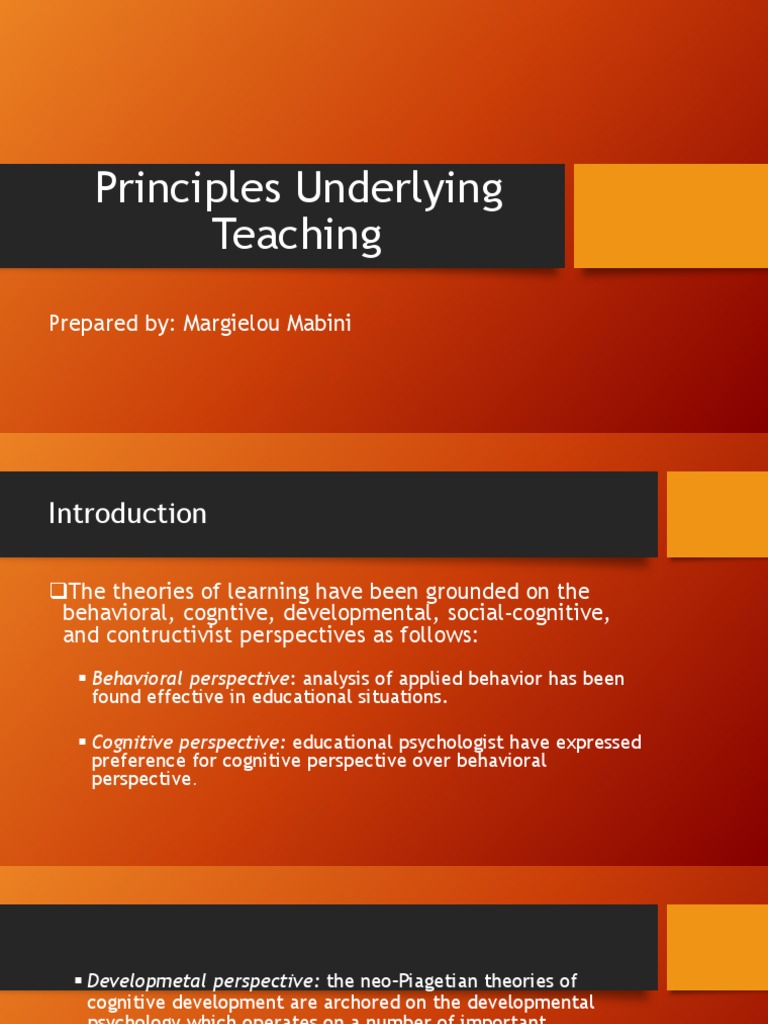 Principles Underlying Teaching | PDF | Learning Theory (Education ...