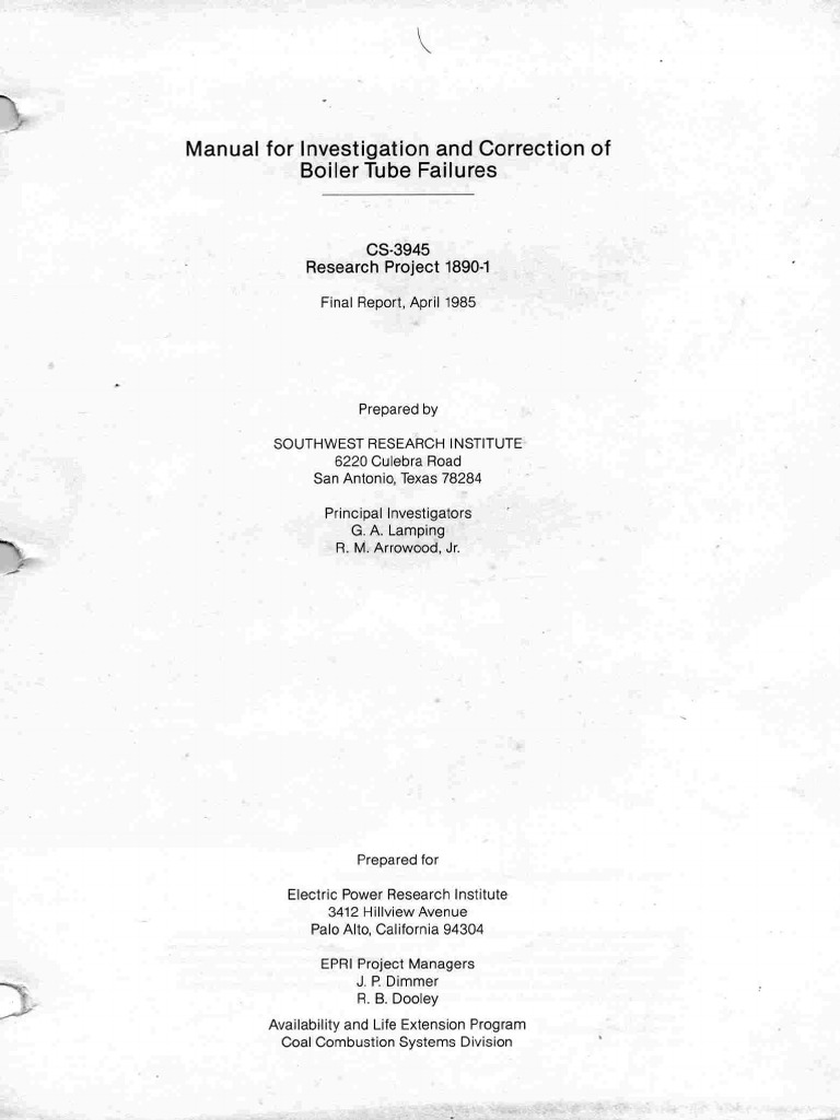Manual For Investigation and Correction of Boiler Tube Failure | PDF