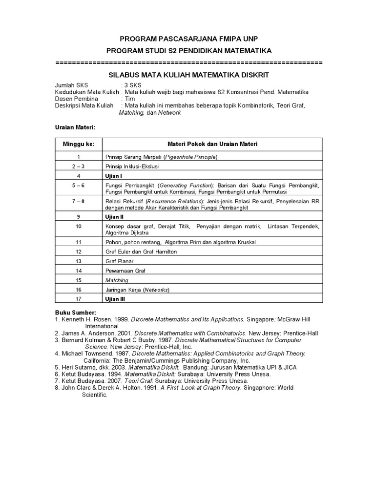 Silabus Mat Diskrit S2 2020 | PDF