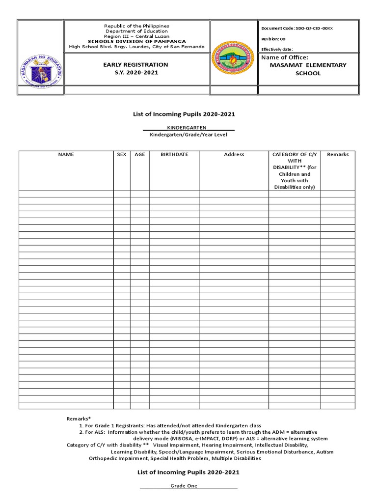Early Registration Form | PDF | Disability | Behavioural Sciences