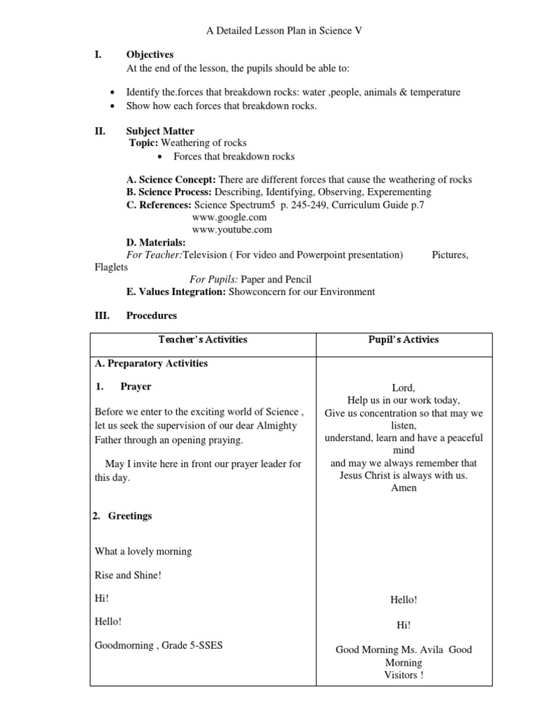Weathering Forces: Grade 5 Lesson Plan | PDF | Weathering | Rock (Geology)