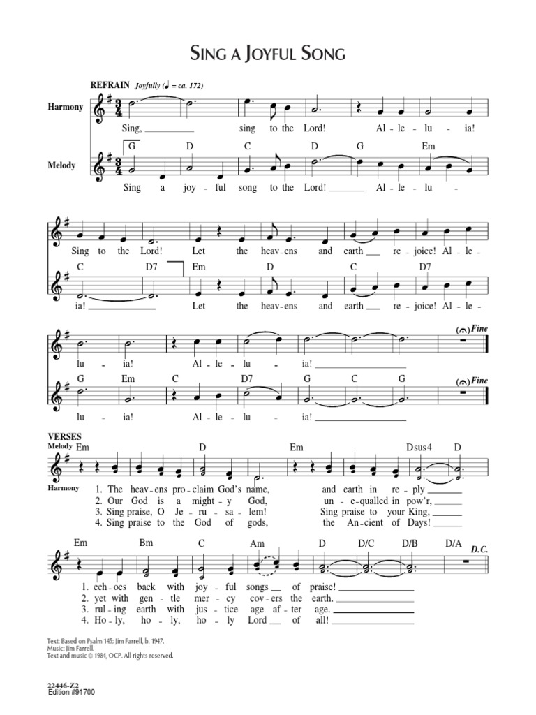 Sing A Joyful Song Guitar | Download Free PDF | Books Of The Hebrew ...