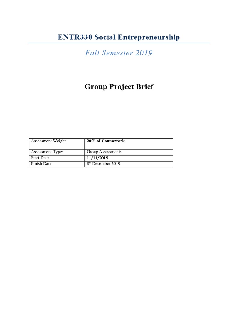 ENTR330 Social Entrepreneurship PROJECT | PDF | Entrepreneurship | Sales