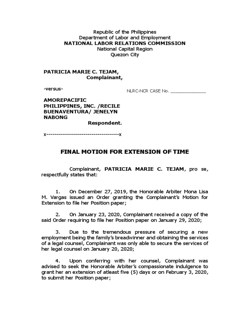 Motion For Extension of Time | PDF