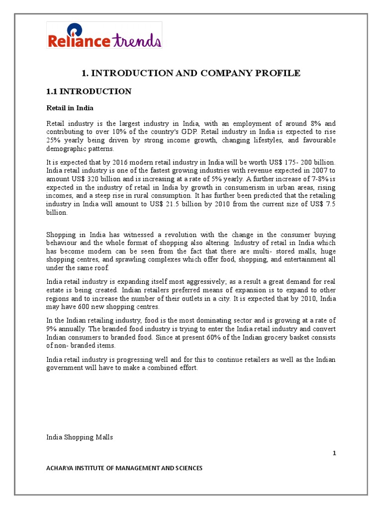 Reliance Trends: Company Overview and Growth | PDF | Retail | Human ...