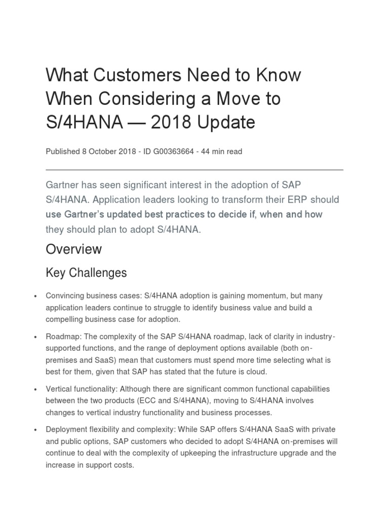 Gartner Report Hana | PDF | Sap Se | Enterprise Resource Planning