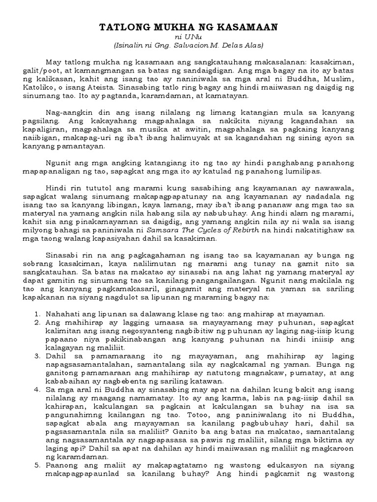 Tatlong Mukha NG Kasamaan