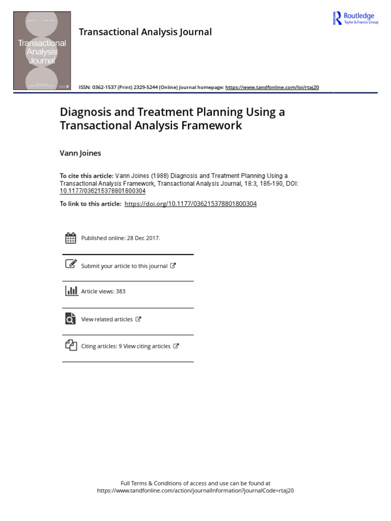 Diagnosis and Treatment Planning Using A Transactional Analysis ...