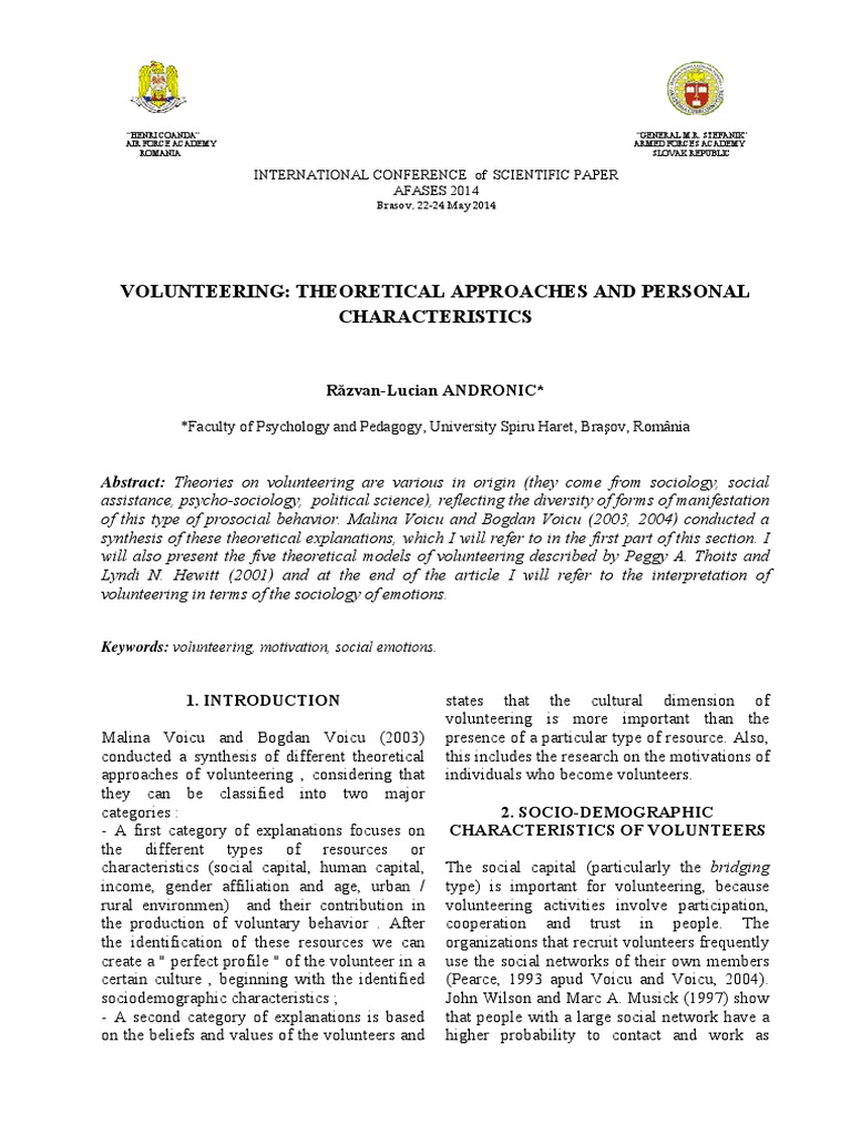 Andronic, Razvan-Lucian - Volunteering | PDF | Sympathy | Volunteering
