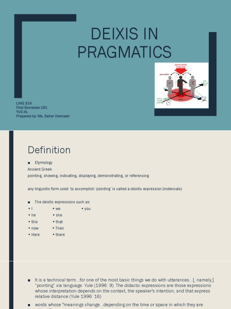 Deixis in Pragmatics | Linguistic Typology | Linguistic Morphology