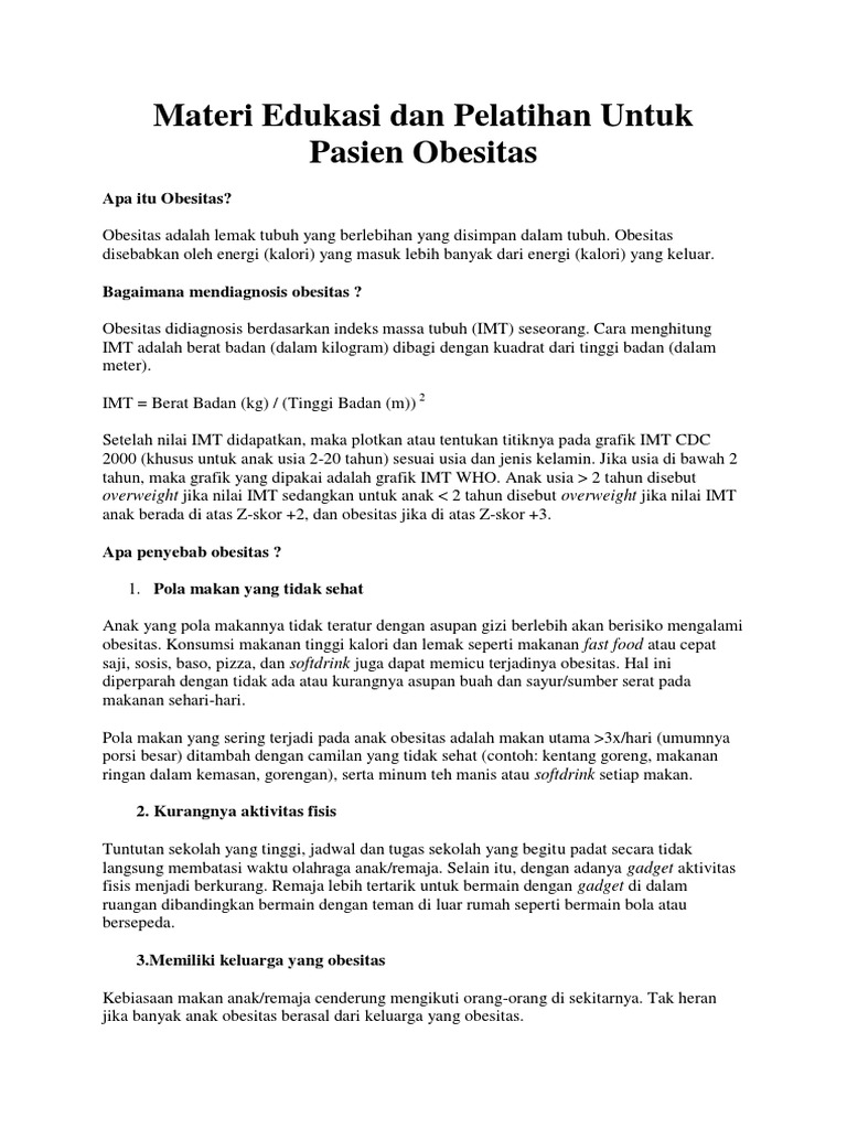 Materi Edukasi Dan Pelatihan Untuk Pasien Obesitas (Mke 12.3) | PDF