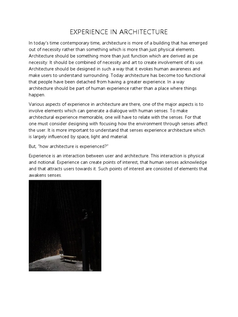 Experience in Architecture | PDF | Senses | Experience