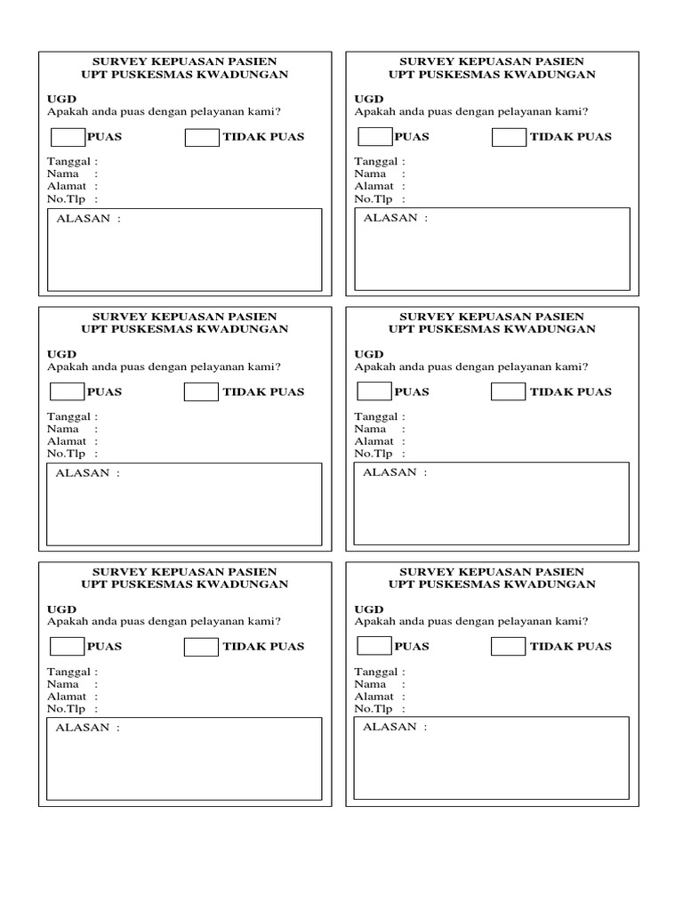 Formulir Survey Ugd | PDF