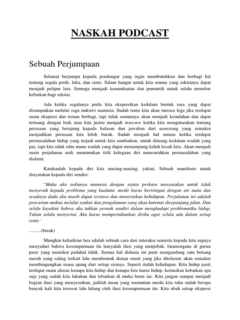 NASKAH PODCAST Eps. 1 (Sebuah Perjumpaan) | PDF