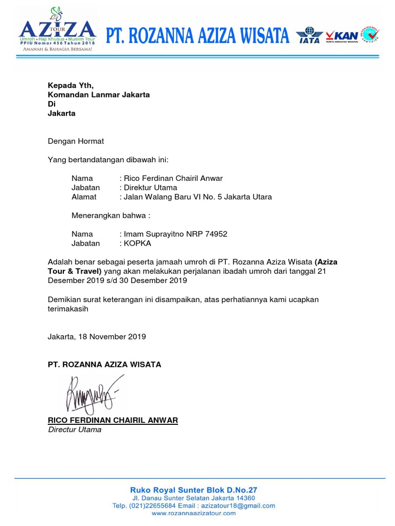 Contoh Surat Cuti Untuk Keperluan Umrah | PDF