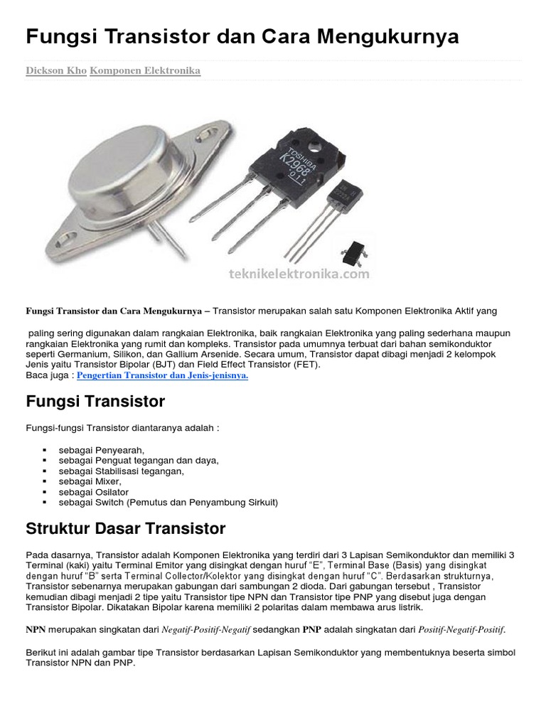 Cara Mengukur Kapasitor Dioda Dan Transistor | PDF
