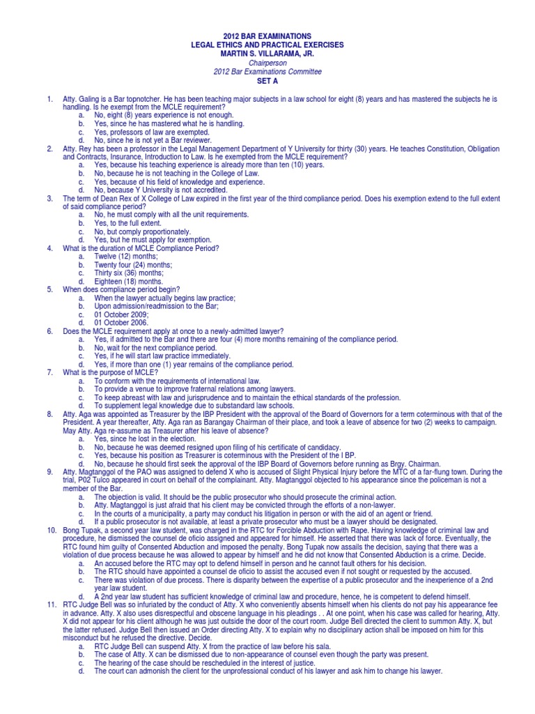 2012 Bar Examination Questions | Download Free PDF | Negotiable ...