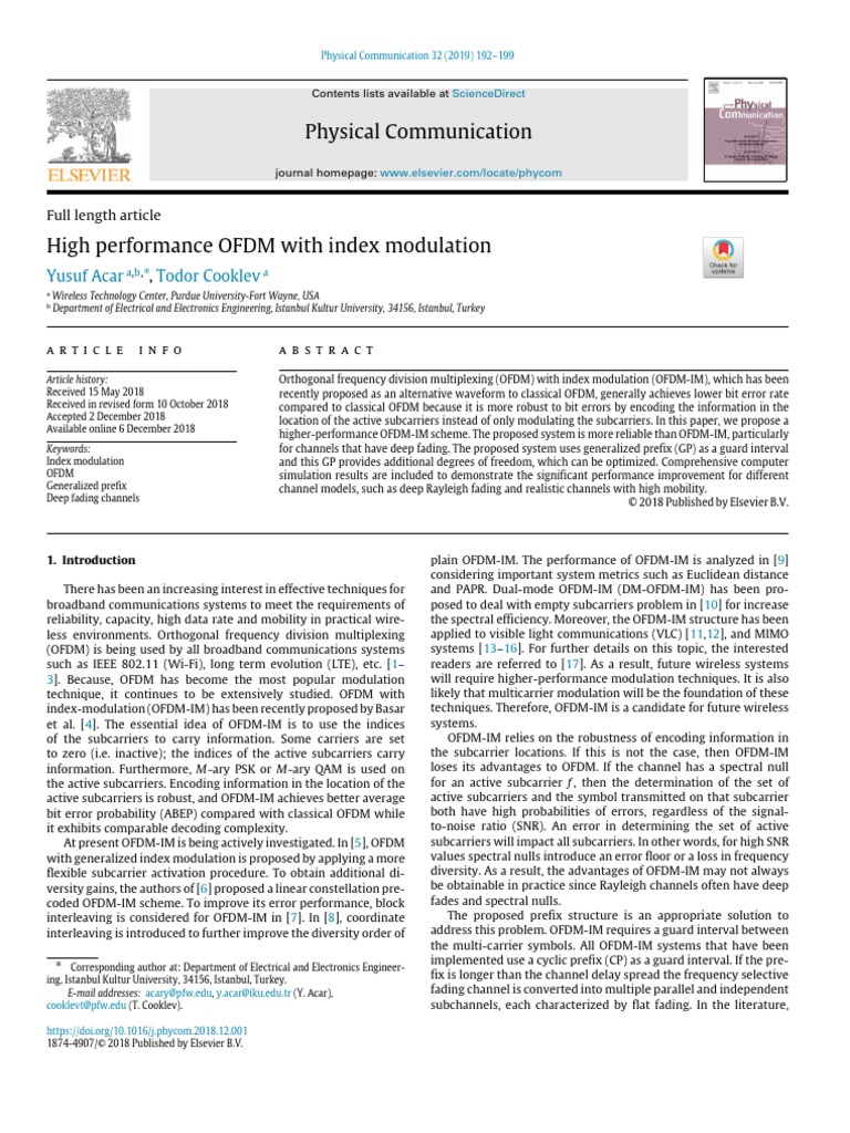 High Performance OFDM With Index Modulation PDF | PDF | Orthogonal Frequency Division ...