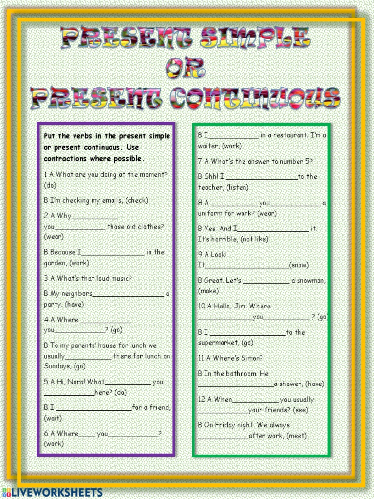 Present Simple or Present Continuous | PDF