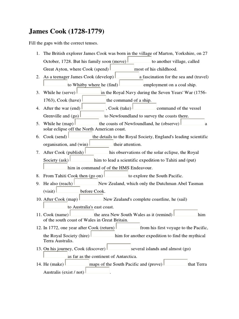 James Cook-Tenses | PDF | James Cook | Pacific Ocean