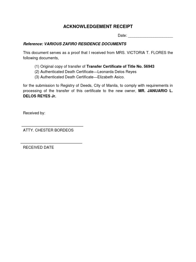 Acknowledgement Receipt | PDF