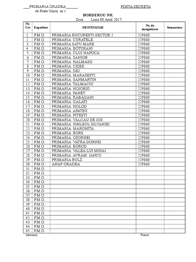 Borderou Posta Secreta 2 | PDF