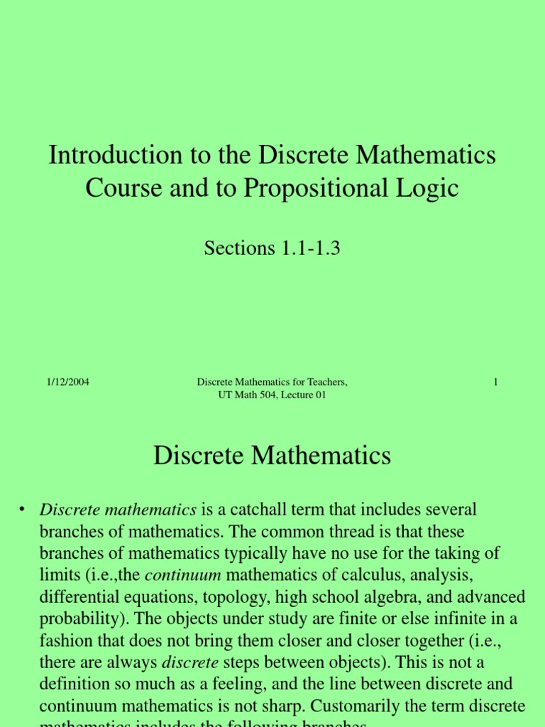 Lec01 Propositional Logic | PDF | Teaching Mathematics | Mathematical Proof