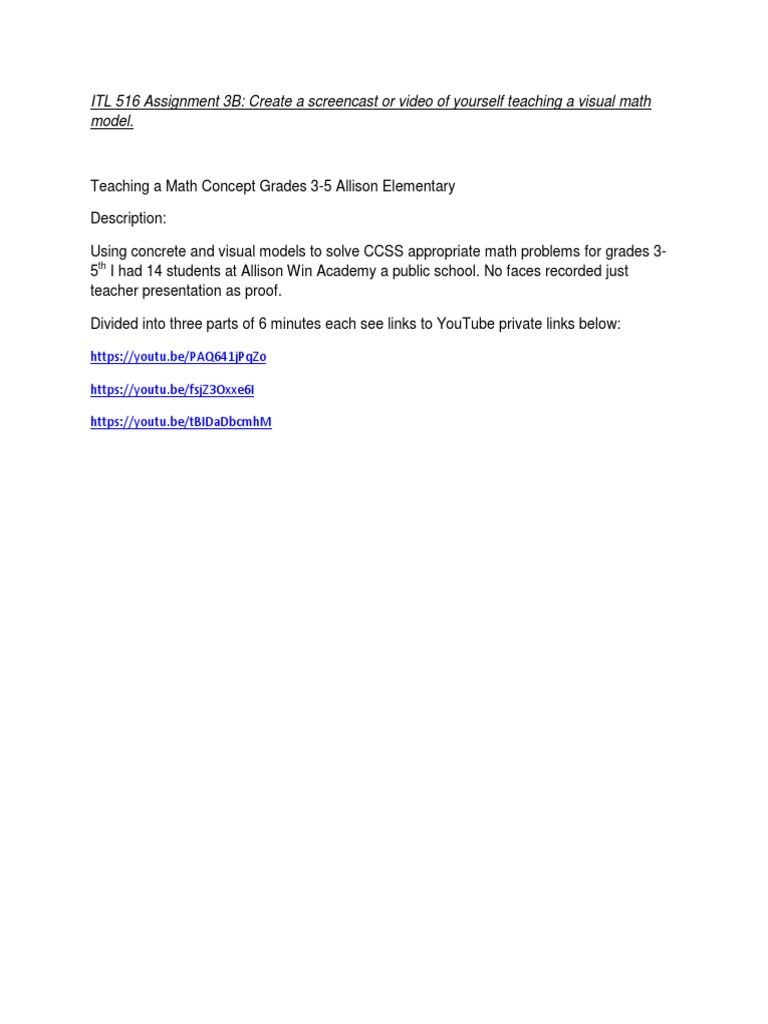 Teaching 14 Public School Students Using Visual Math Models | PDF ...