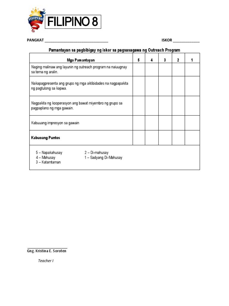 Outreach Program - Rubric | PDF