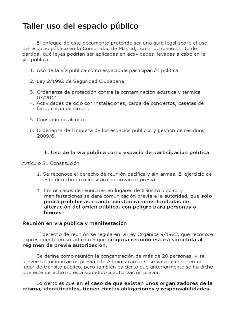 Taller Uso Espacio Publico | PDF | Residuos | Desobediencia civil