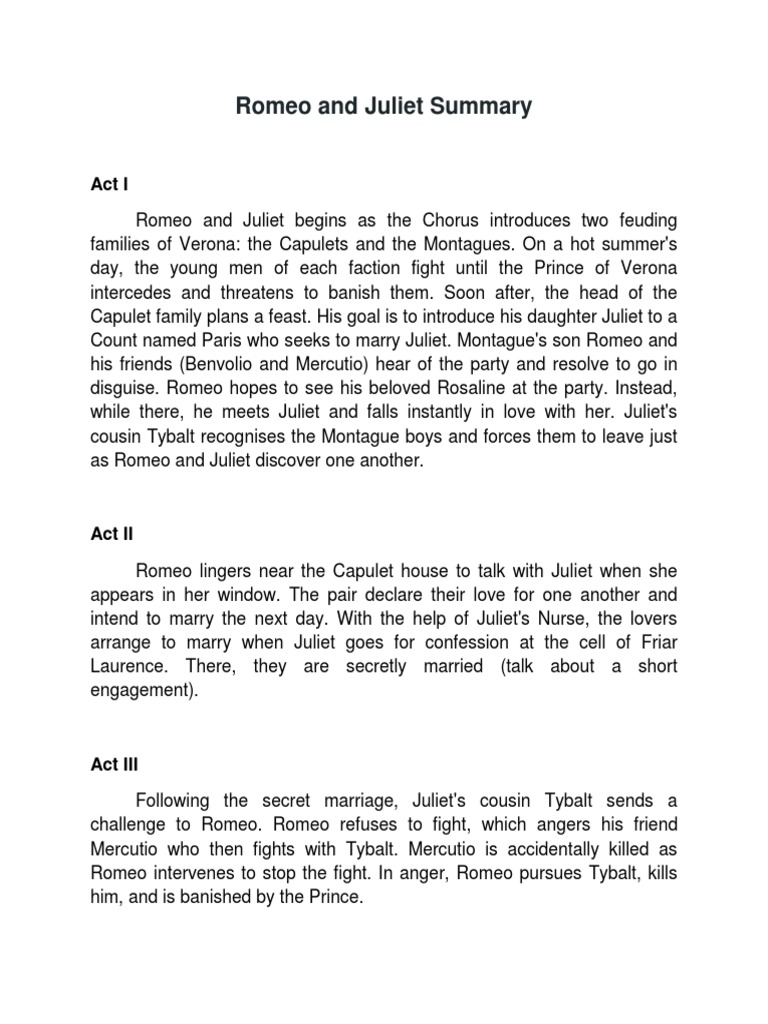 Romeo and Juliet Summary | PDF | Characters In Romeo And Juliet ...