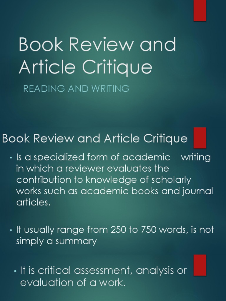 Guide to Writing Book Reviews & Critiques | PDF | Critique | Argument