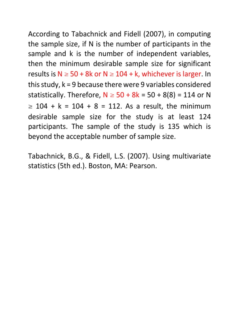 Tabachnick and Fidell | PDF