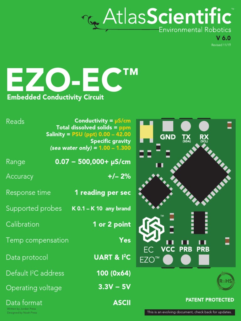 EC EZO Datasheet | PDF | Salinity | Calibration