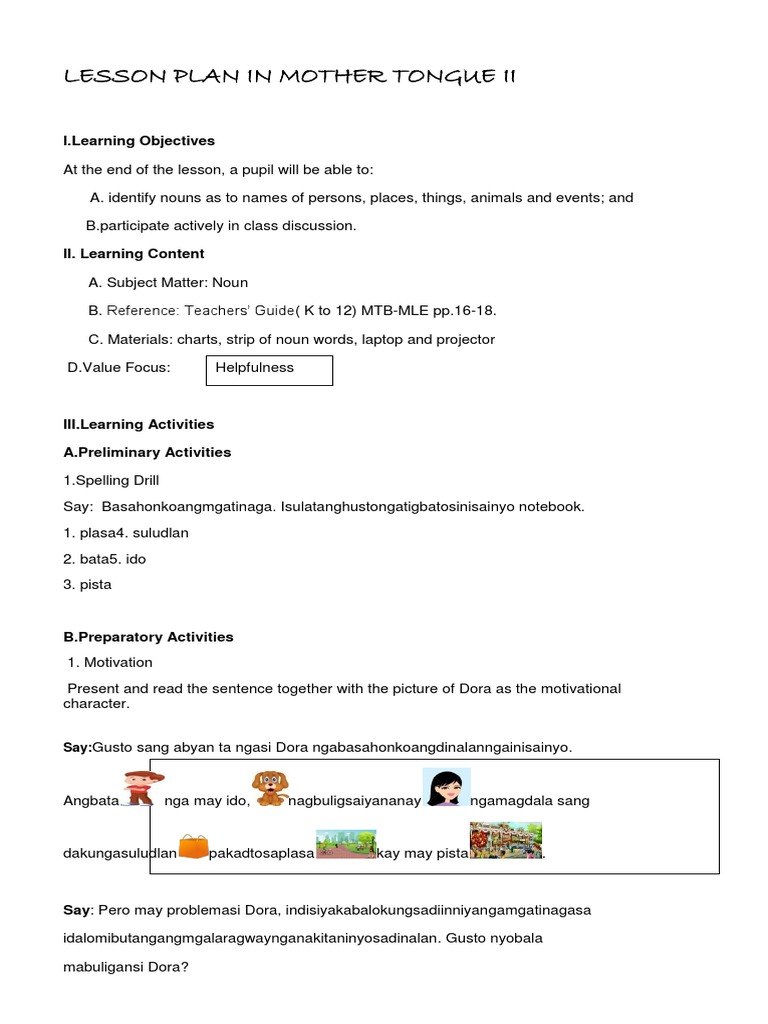 Lesson Plan in Mother Tongue | PDF | Pedagogy | Behavior Modification