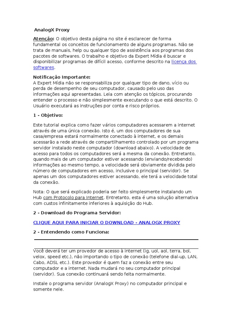 AnalogX Proxy | PDF | Servidor Proxy | Porta (rede de computadores)