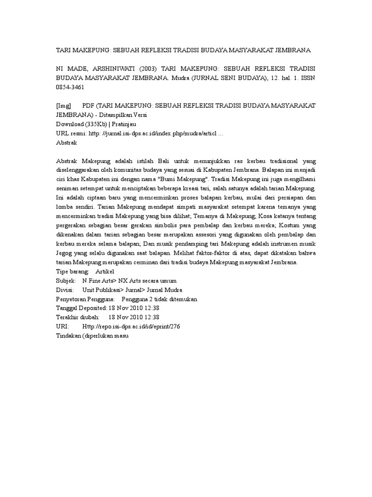 Tradisi Makepung di Jembrana Bali | PDF | Ilmu Sosial