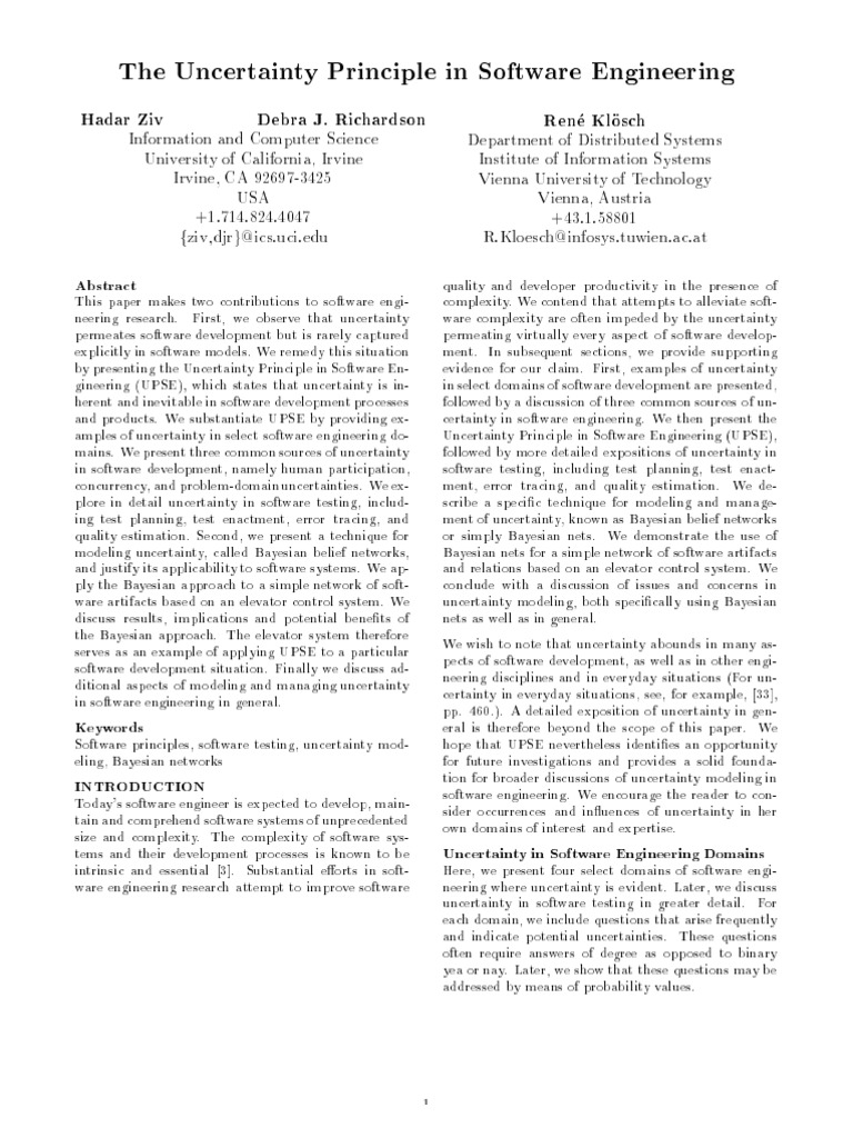 Uncertainty in Software Engineering | PDF