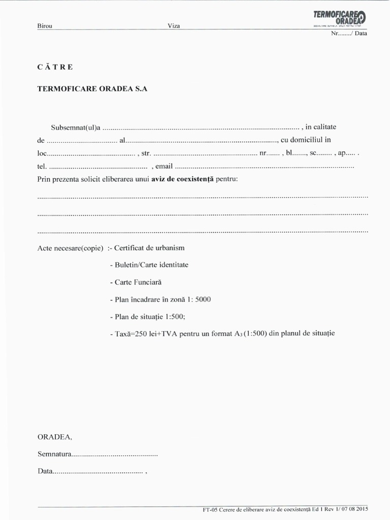 Cerere Aviz Termoficare Oradea | PDF