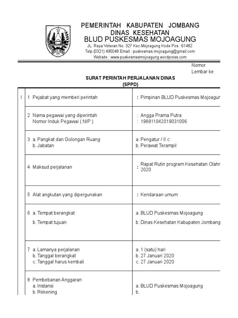 Contoh SPPD Blud | PDF