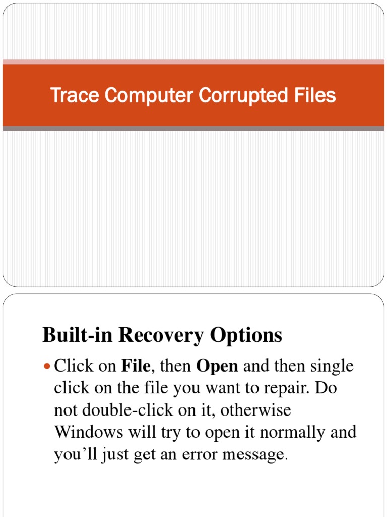 Trace Computer Corrupted Files | PDF | Computer File | Backup