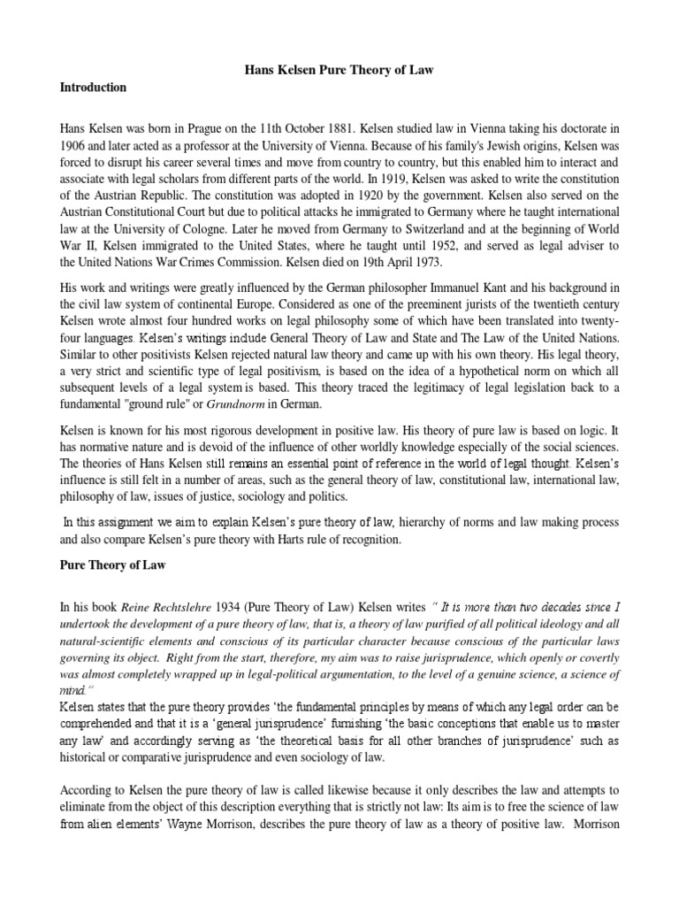 Legal Positivism: Kelsen's Theory | PDF