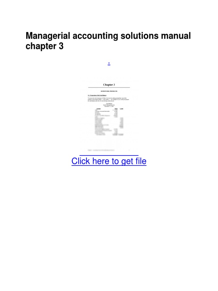 Managerial Accounting Solutions Manual Chapter 3 | PDF | Management ...