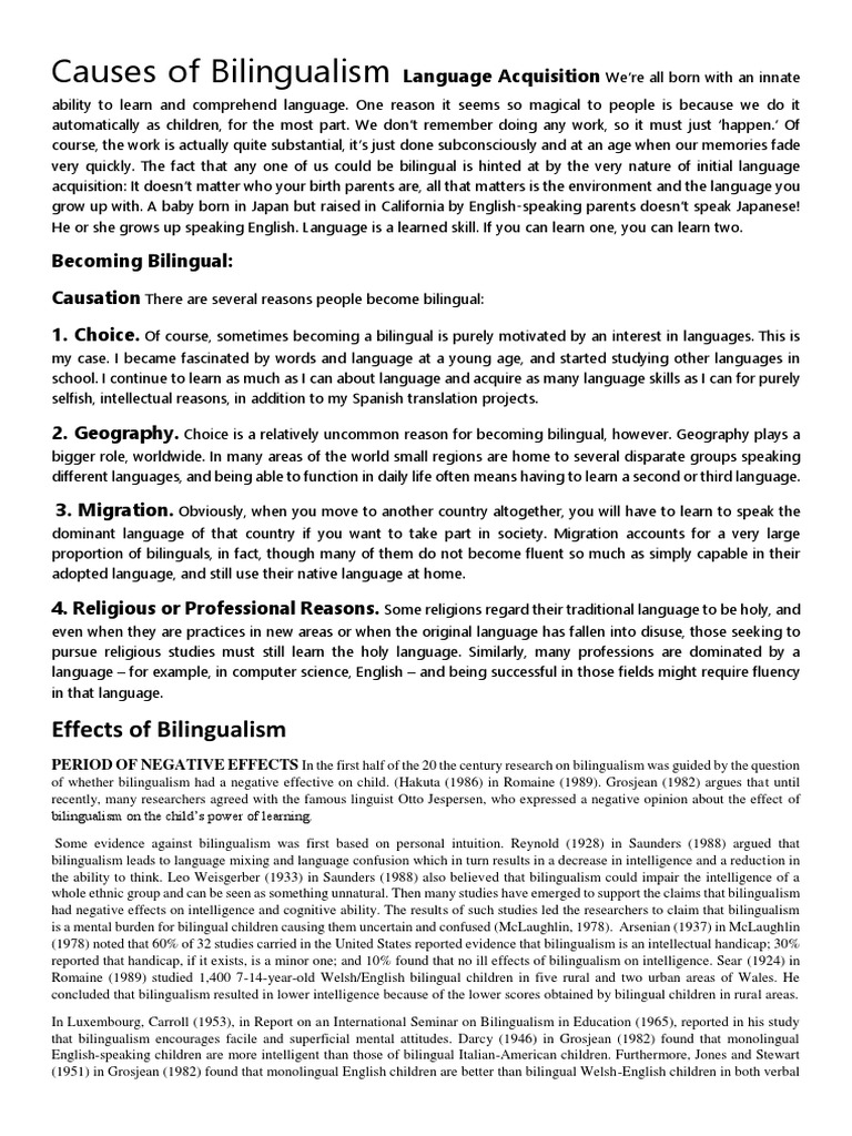 Negative Effects of Bilingualism | PDF | Multilingualism | Language ...