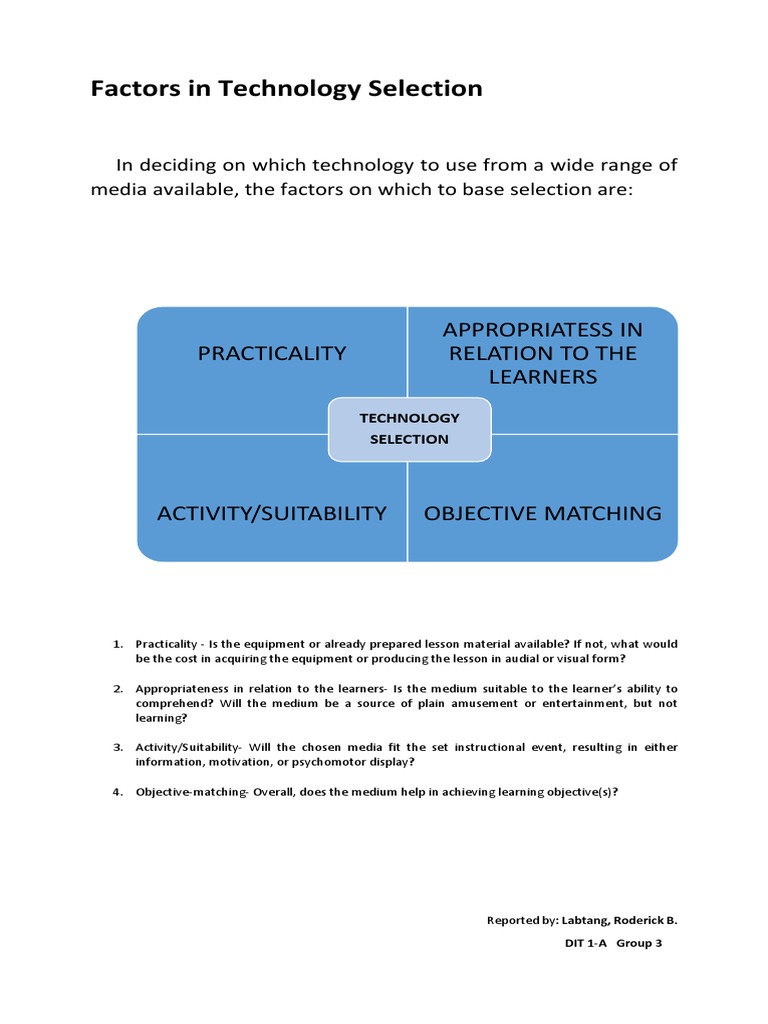 Factors in Technology Selection | PDF