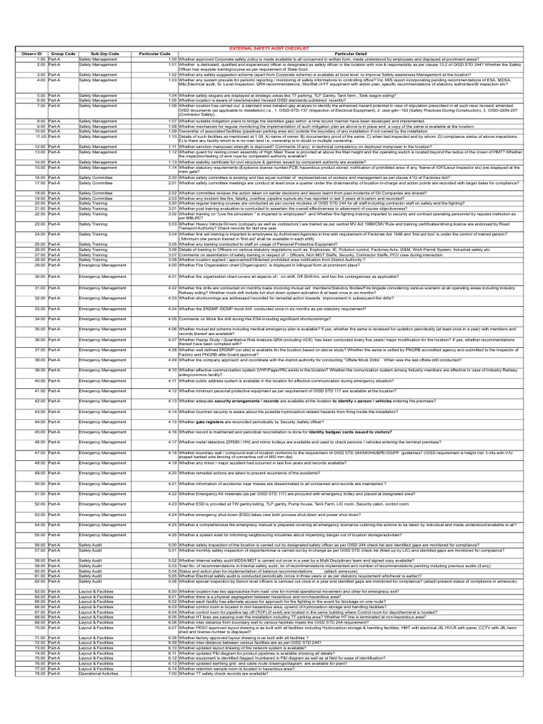 Esa Check List | PDF | Emergency Management | Pump