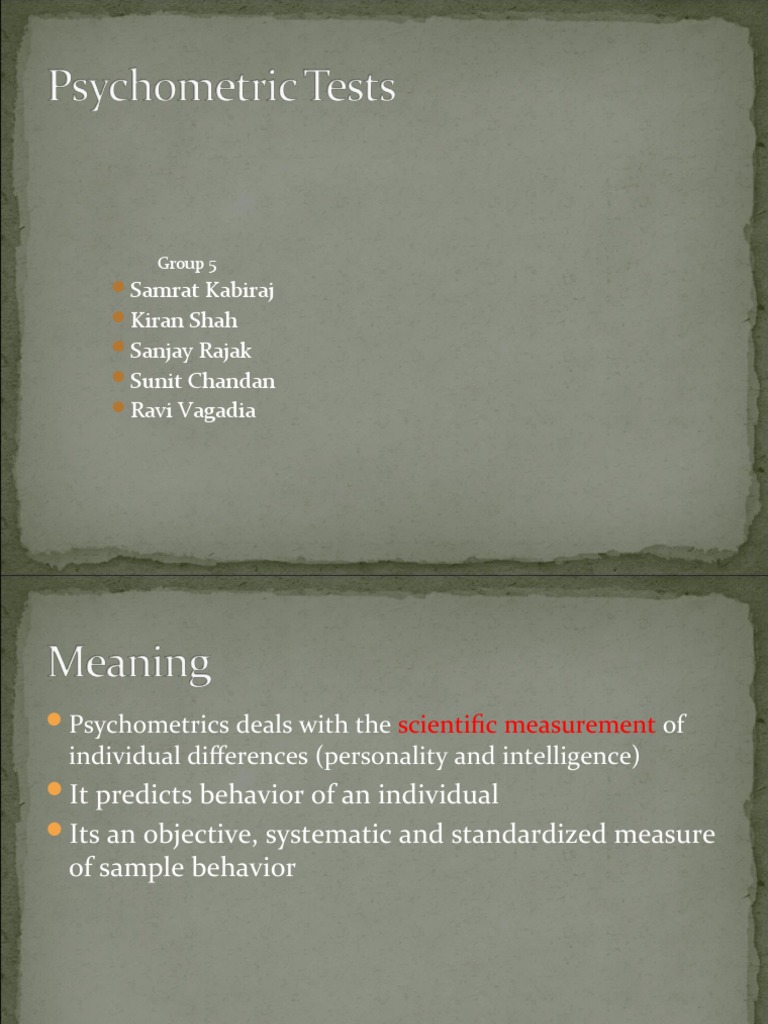 Group5 Psycho Metric Tests | PDF | Psychological Concepts | Clinical ...